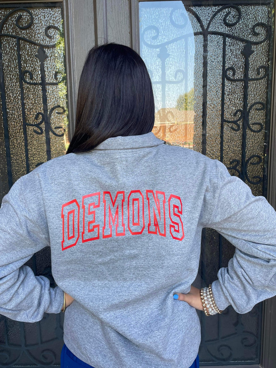 DUNCAN DEMONS 3/4 Zip Sweatshirt Front/Back – SweetReeseCo